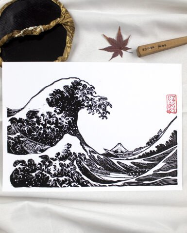The Great Wave of Kanagawa | Japanese Linocut